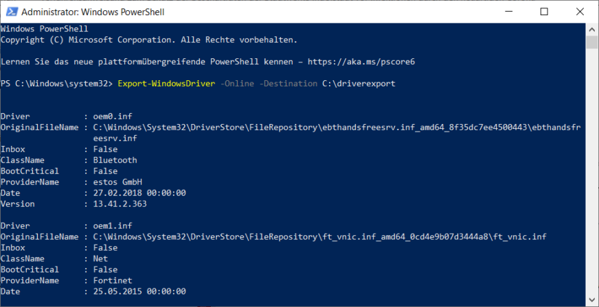Windows Treiber exportieren mit PowerShell - www.itnator.net