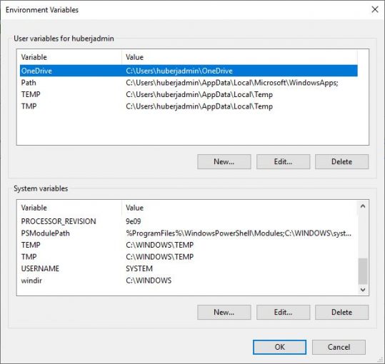 Setx Parameter Environment Variablen