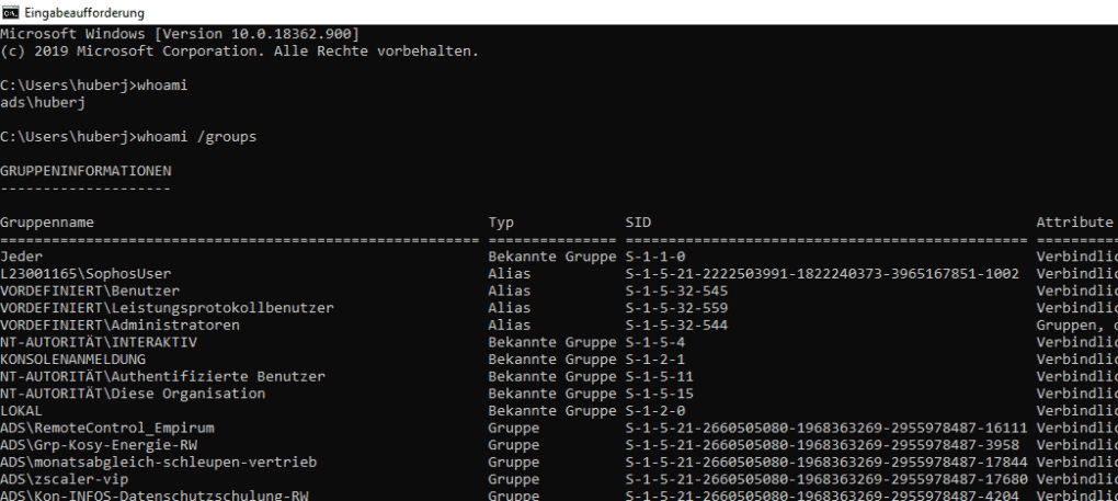 WHOAMI Parameter und User Gruppenmitgliedschaften - www.itnator.net