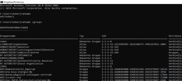 WHOAMI Parameter und User Gruppenmitgliedschaften - www.itnator.net