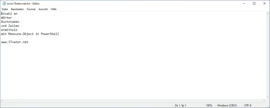 Textdatei: Zeilen, Wörter, Buchstaben mit Measure-Object - www.itnator.net