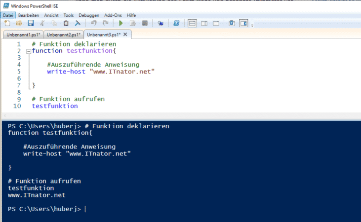 PowerShell Funktion erstellen mit Parameter - www.itnator.net