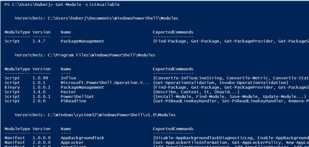 Powershell Module Anzeigen Mit Get Module