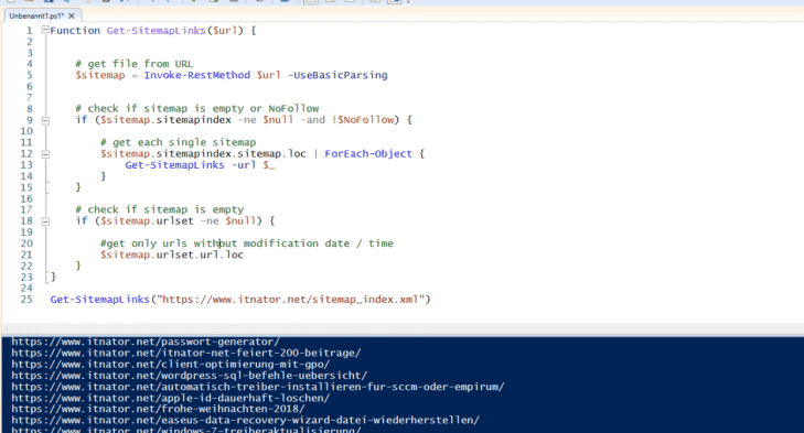 PowerShell: Sitemap.xml auslesen und URLs ermitteln - www.itnator.net