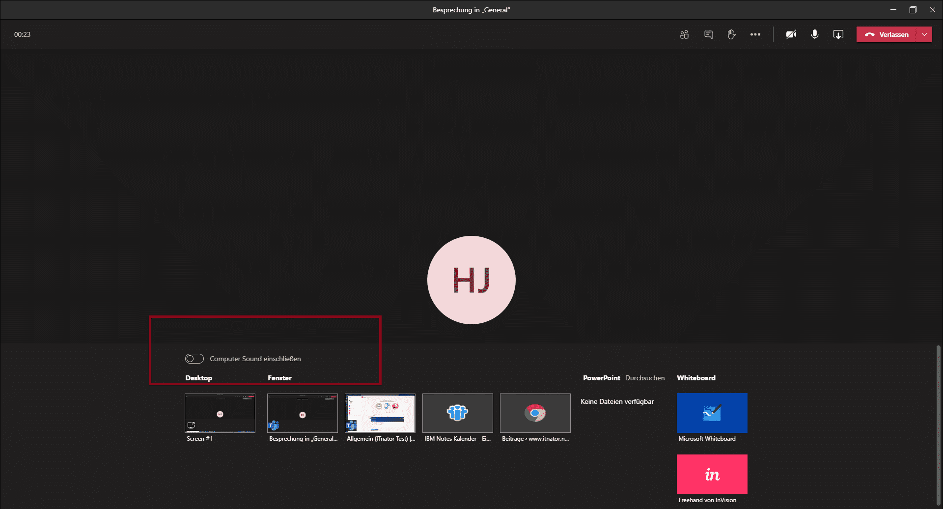Teams: Beim Teilen Ton / Audio übertragen - www.itnator.net