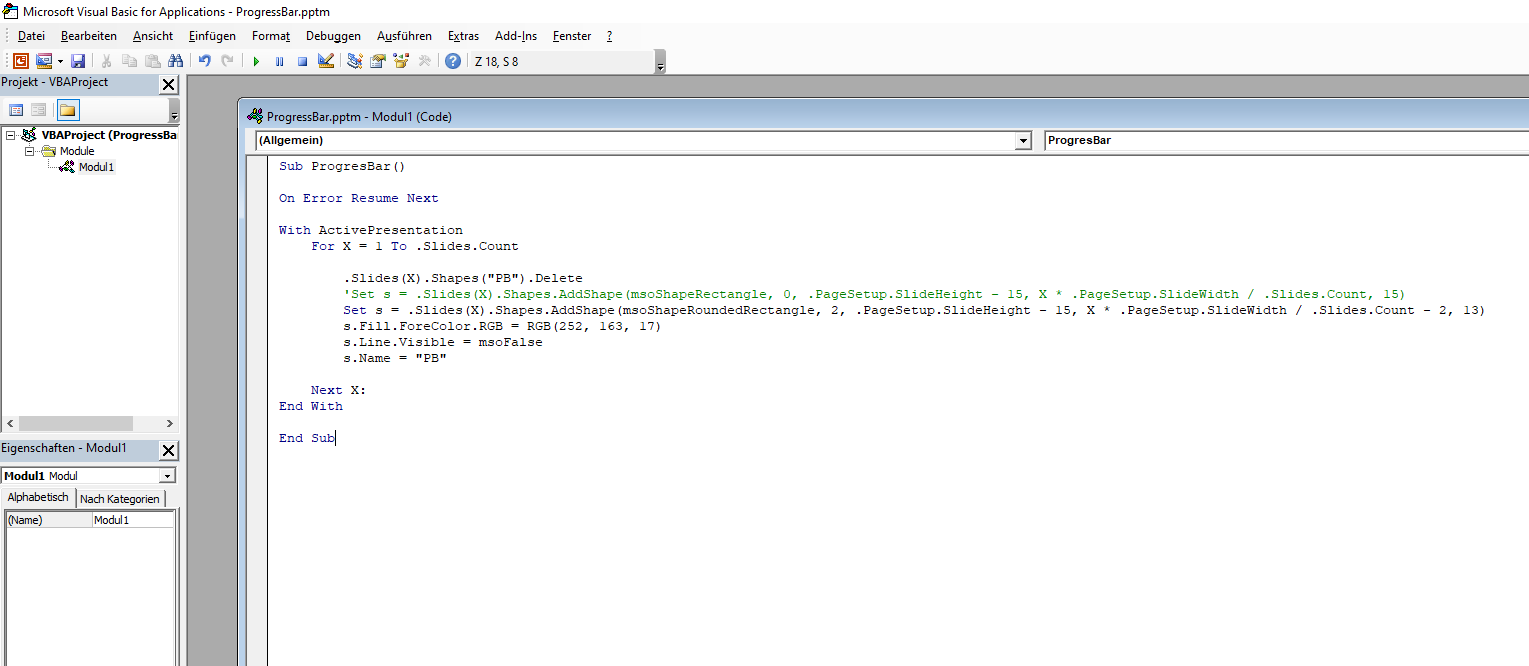 Fortschrittsanzeige (Progressbar) in PowerPoint pptx - www.itnator.net