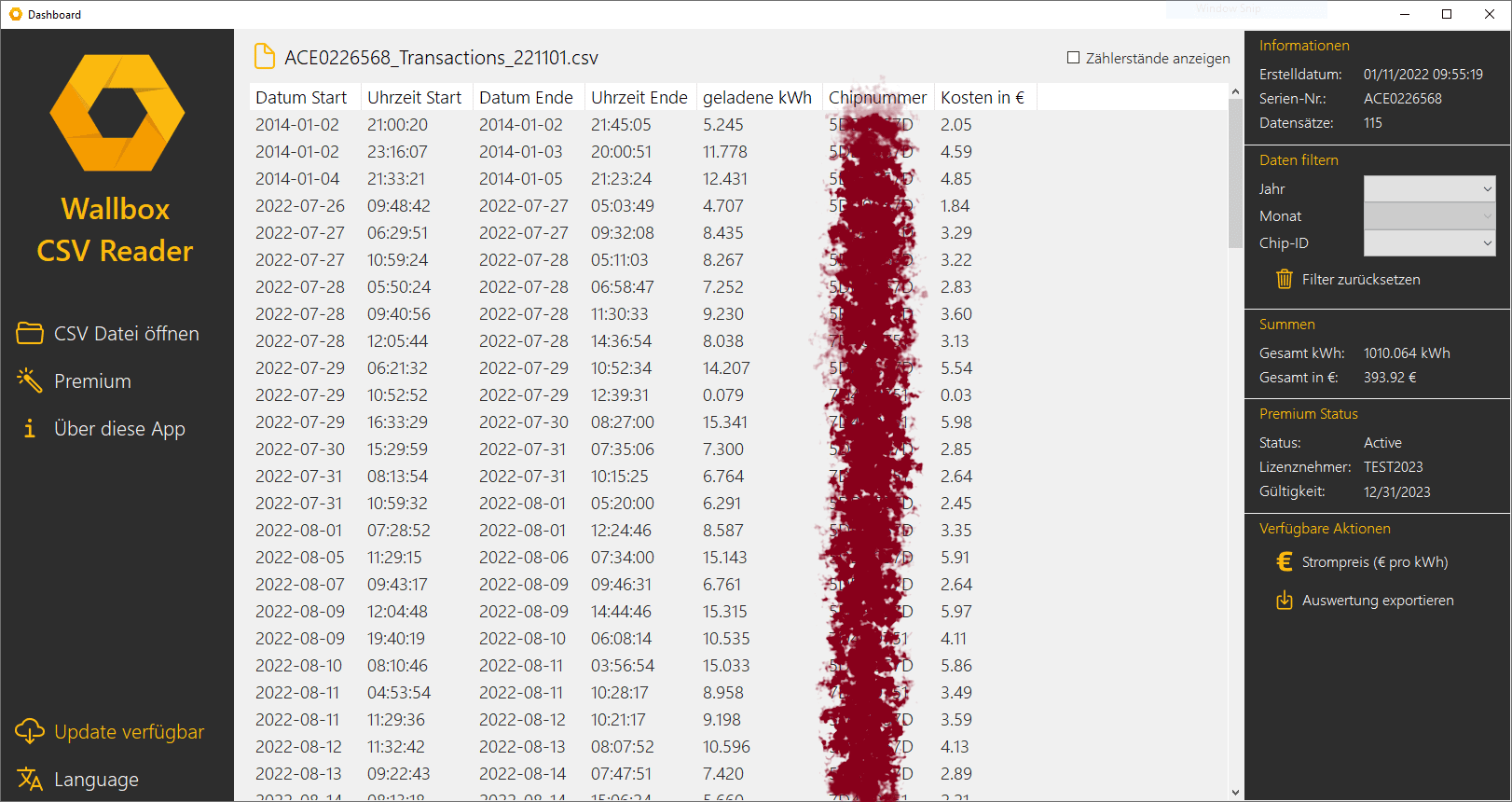 Alfen Wallbox: CSV Datei für Abrechnung - www.itnator.net
